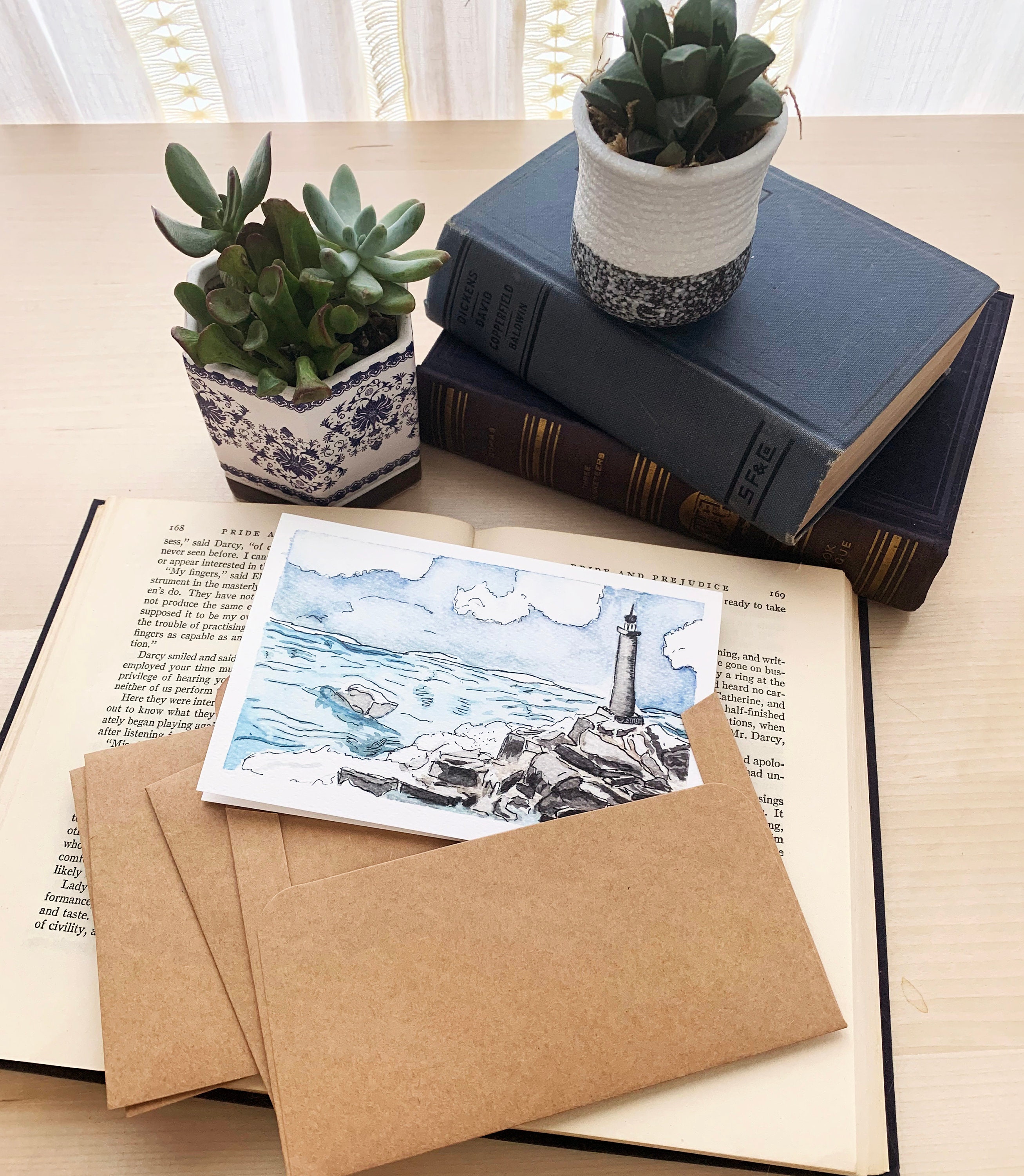 Watercolor Ocean Card Set | Etsy