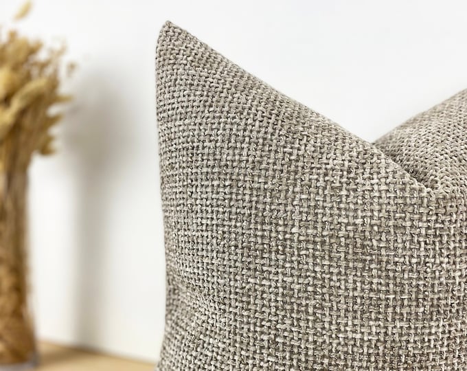 Greige Basketweave Pillow Cover, Neutral Euro Sham Cover, Throw Pillow ...