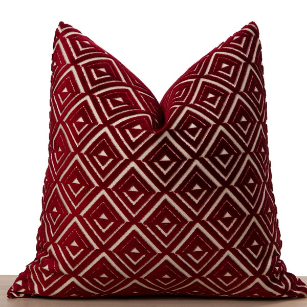 Red Geometric Pillow - Etsy