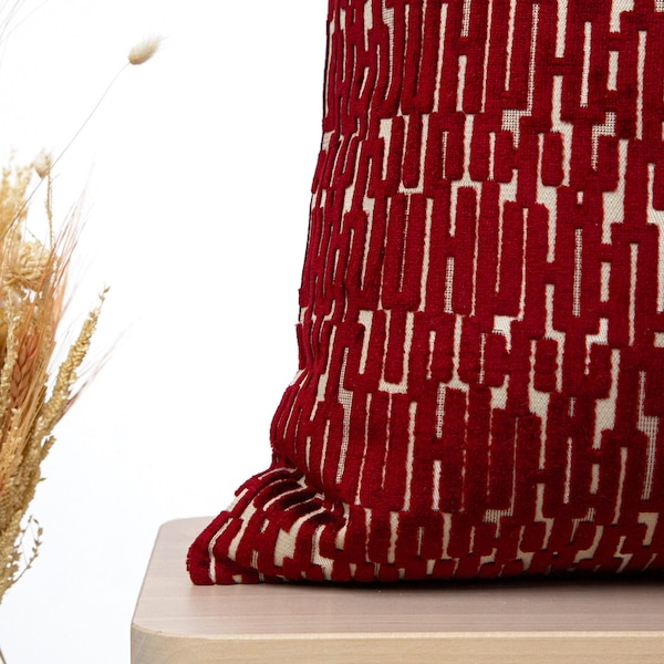 Red Geometric Pillow - Etsy