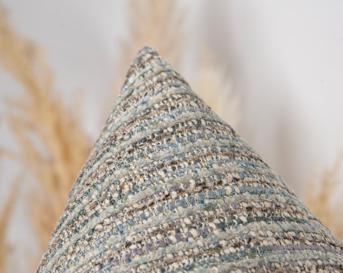 Aqua Blue Boho Pillow Cover | Textured Woven Fabric - Etsy