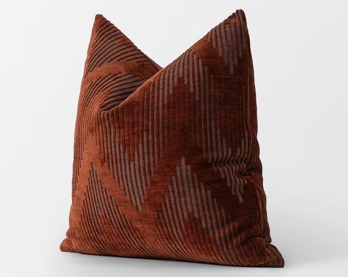 Geometric Rust Pillow Cover • Terracotta Throw Pillow • Rust Euro Sham ...