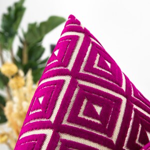 Fuchsia Textured Pillow Cover Fuchsia Euro Sham Geometric Throw Pillow ...