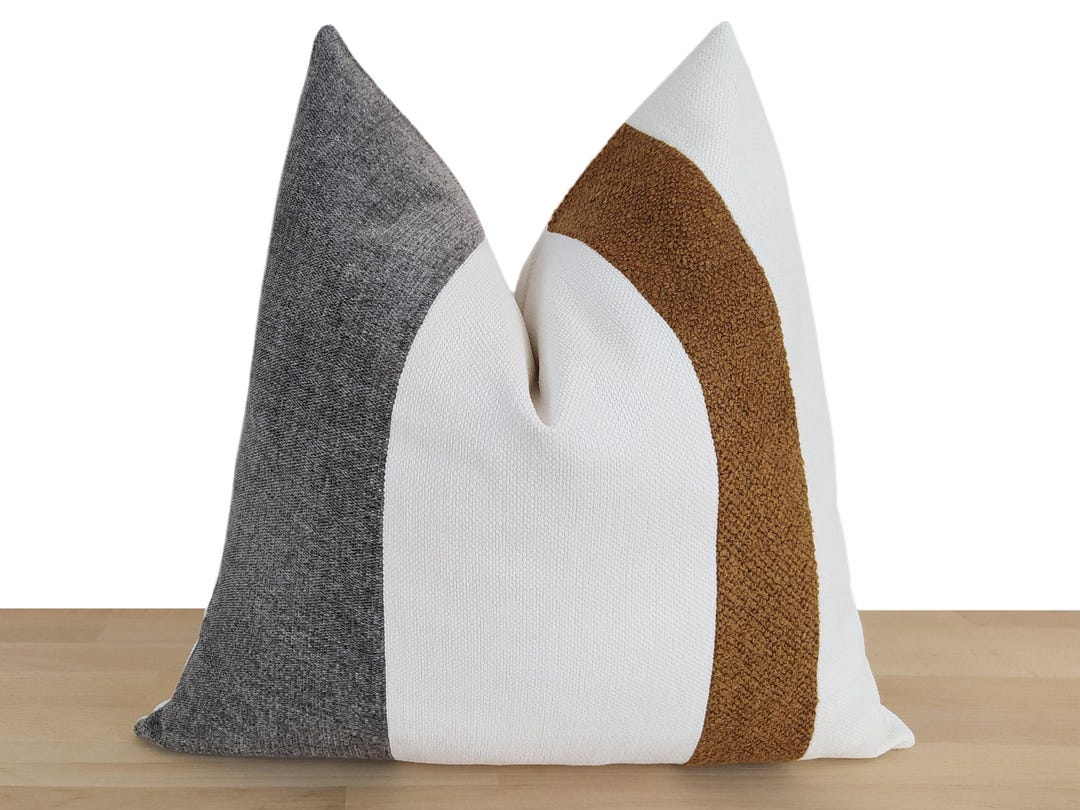 Color Block Linen Pillow Cover: Modern Farmhouse Decor - Etsy