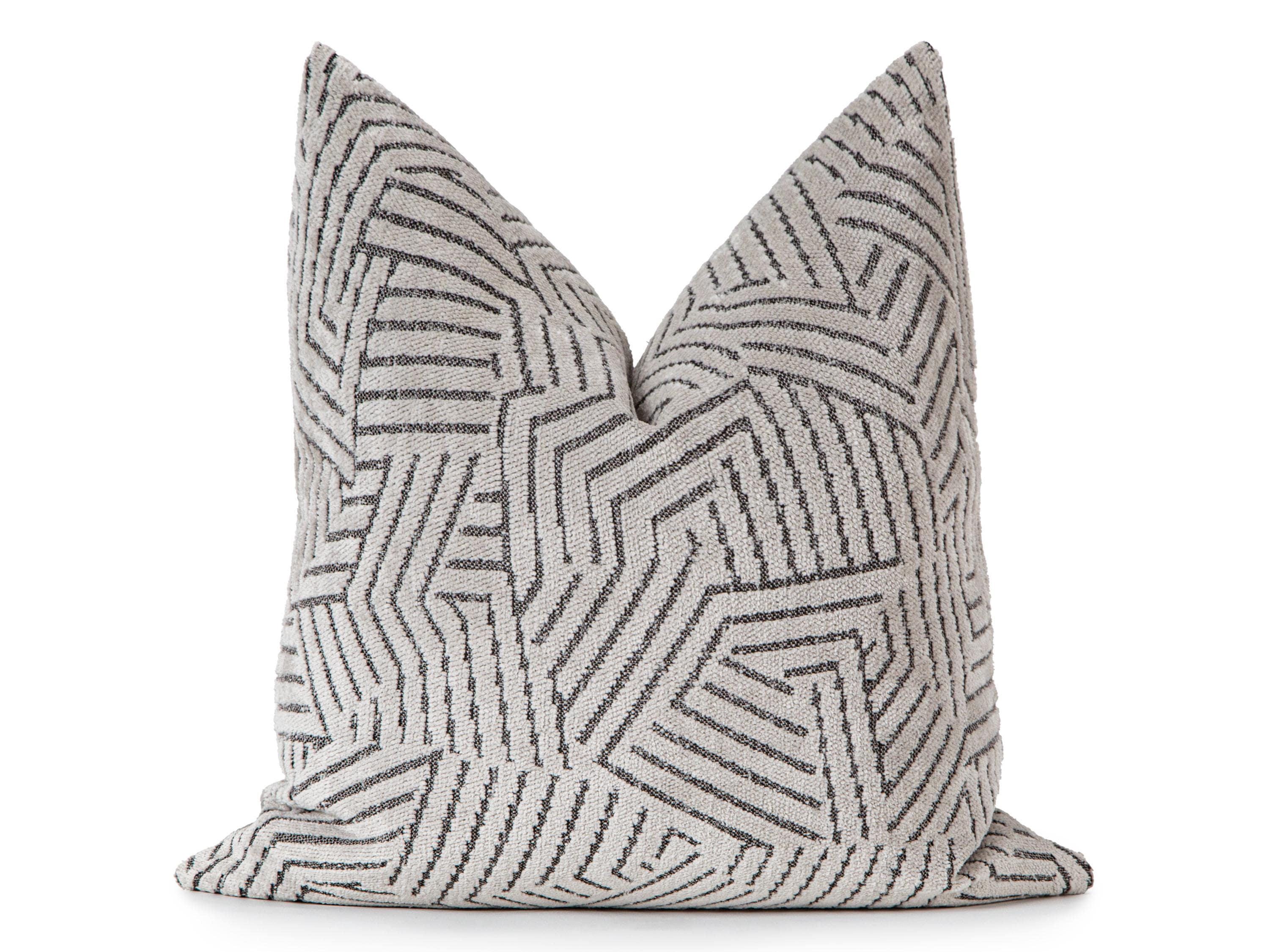 Greige Geometric Textured Pillow Cover | Soft Neutral Cozy Fabric - Etsy