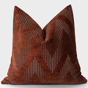 Geometric Rust Pillow Cover Terracotta Throw Pillow Rust Euro Sham ...