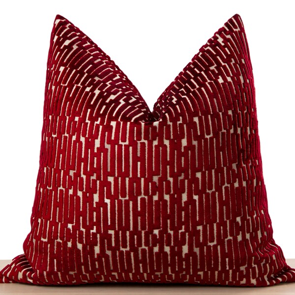 Red Geometric Pillow - Etsy