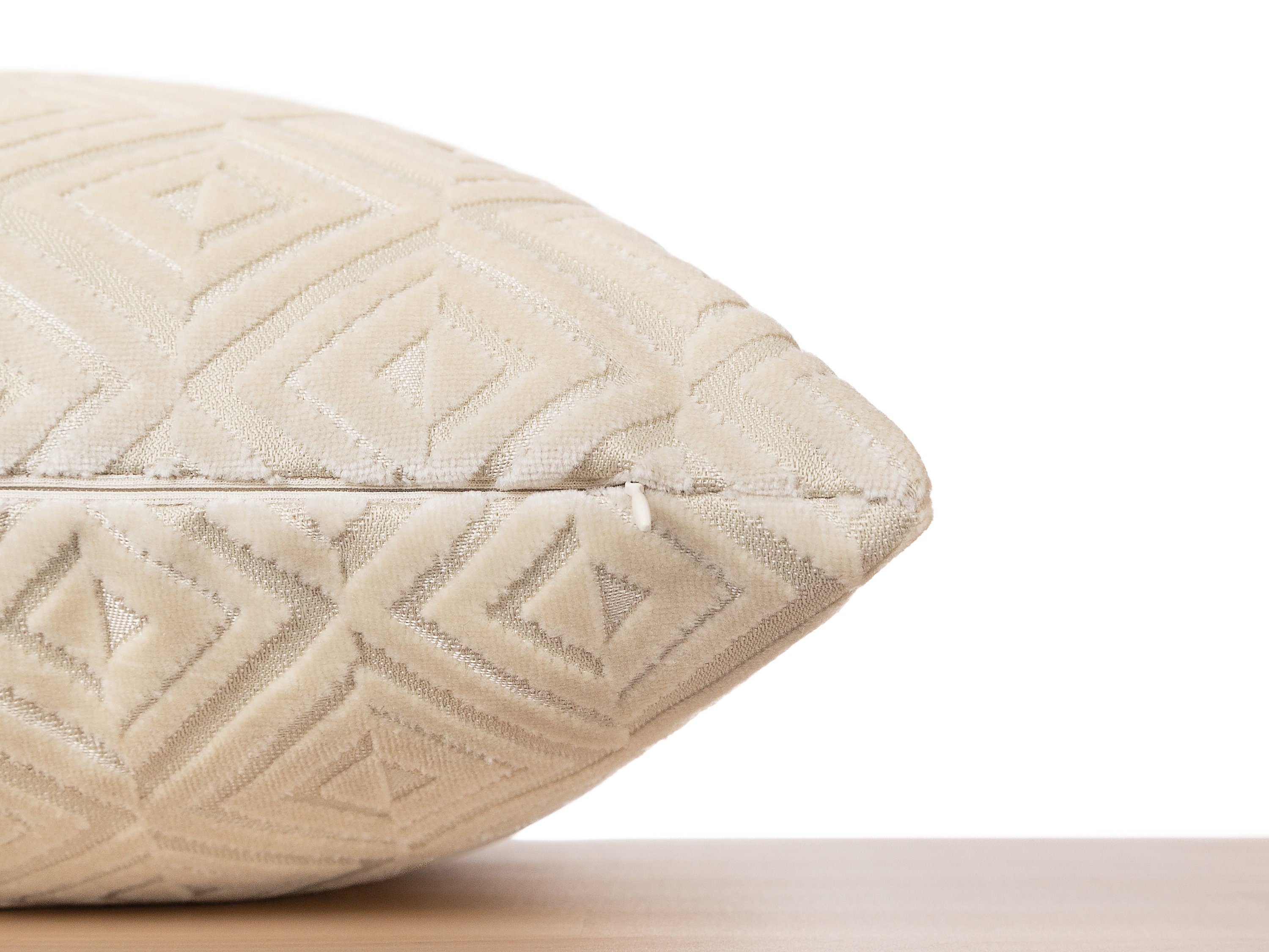 Cream Geometric Pillow Cover • Designer Throw Pillow • Textured Velvet ...