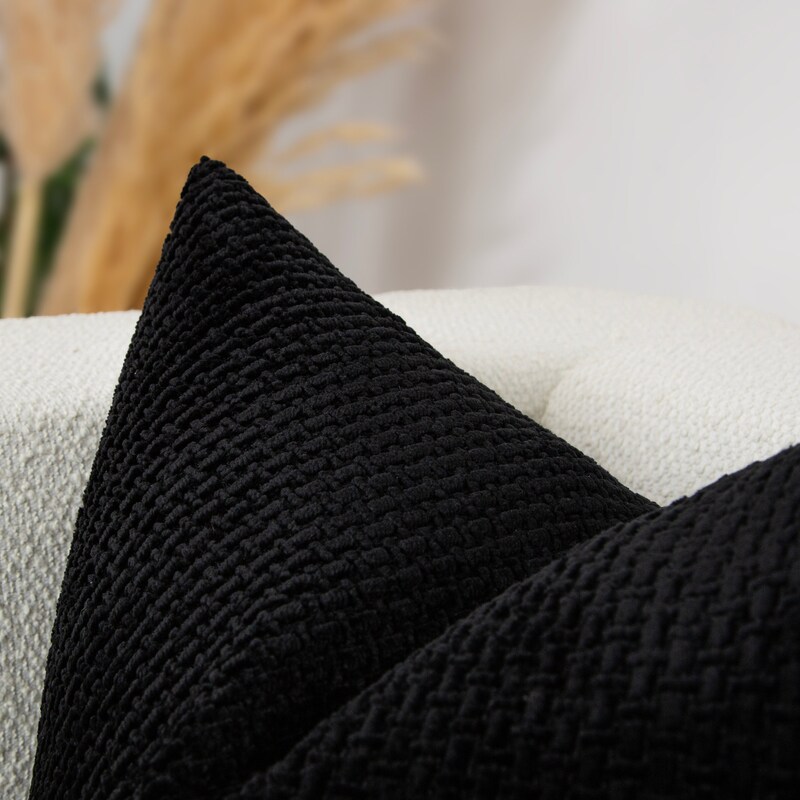 Black Textured Pillow - Etsy