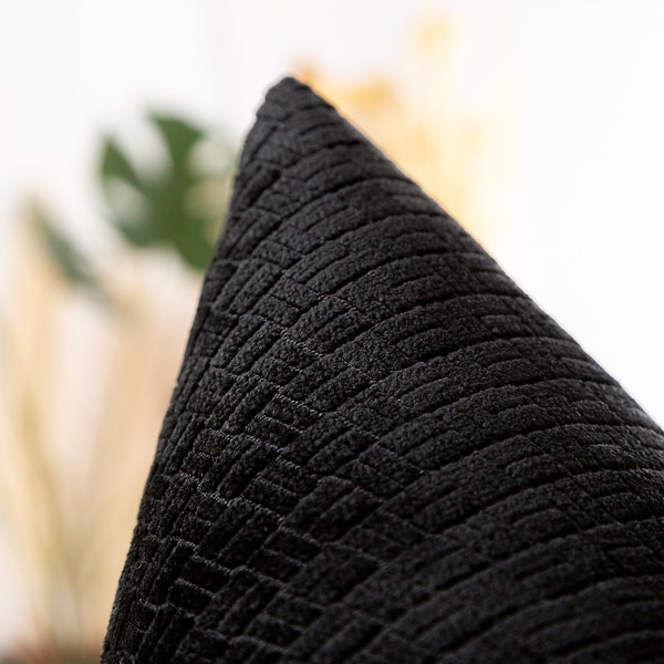 Textured Black Pillow - Etsy