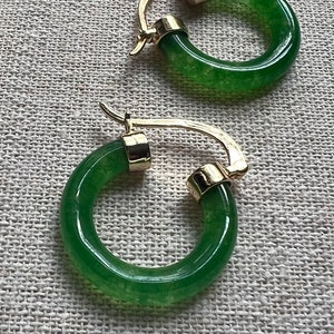 Green Jade Hoop Earrings: 18kt Gold Filled, Gemstone Jewelry - Etsy