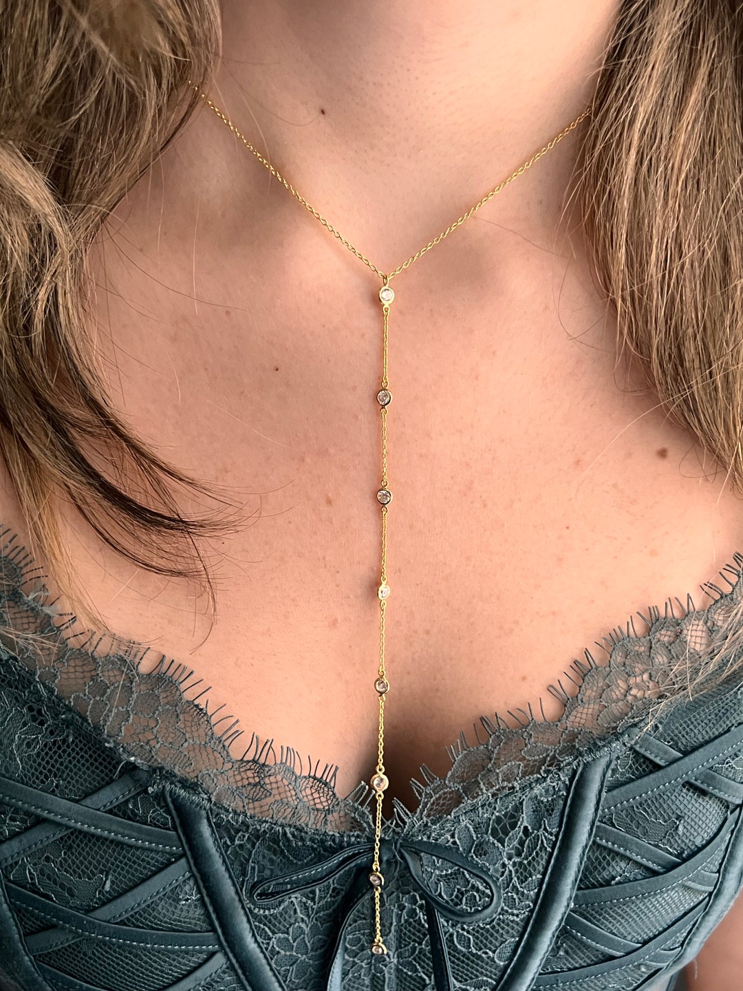 Gold Lariat Necklace Lariat Necklace Simple Necklace Layered