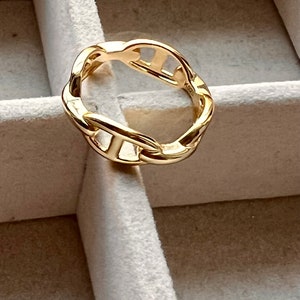 Gold Stacking Rings, Gold Mariner Ring,gold Link Ring Mariner Anchor ...