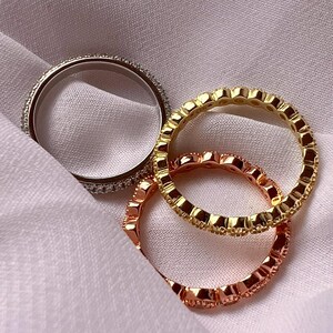 Stackable Rings, Tricolor Multiband Ring , Dainty Ring Set ,tricolor ...