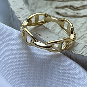 Gold Stacking Rings, Gold Mariner Ring,gold Link Ring Mariner Anchor ...