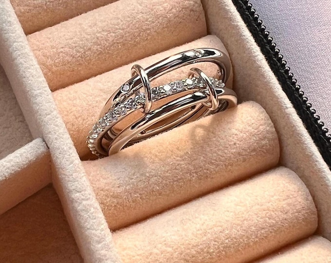 Multi Band Rings,3 Interlocking Silver Bands Ring Silver Stackable Band ...