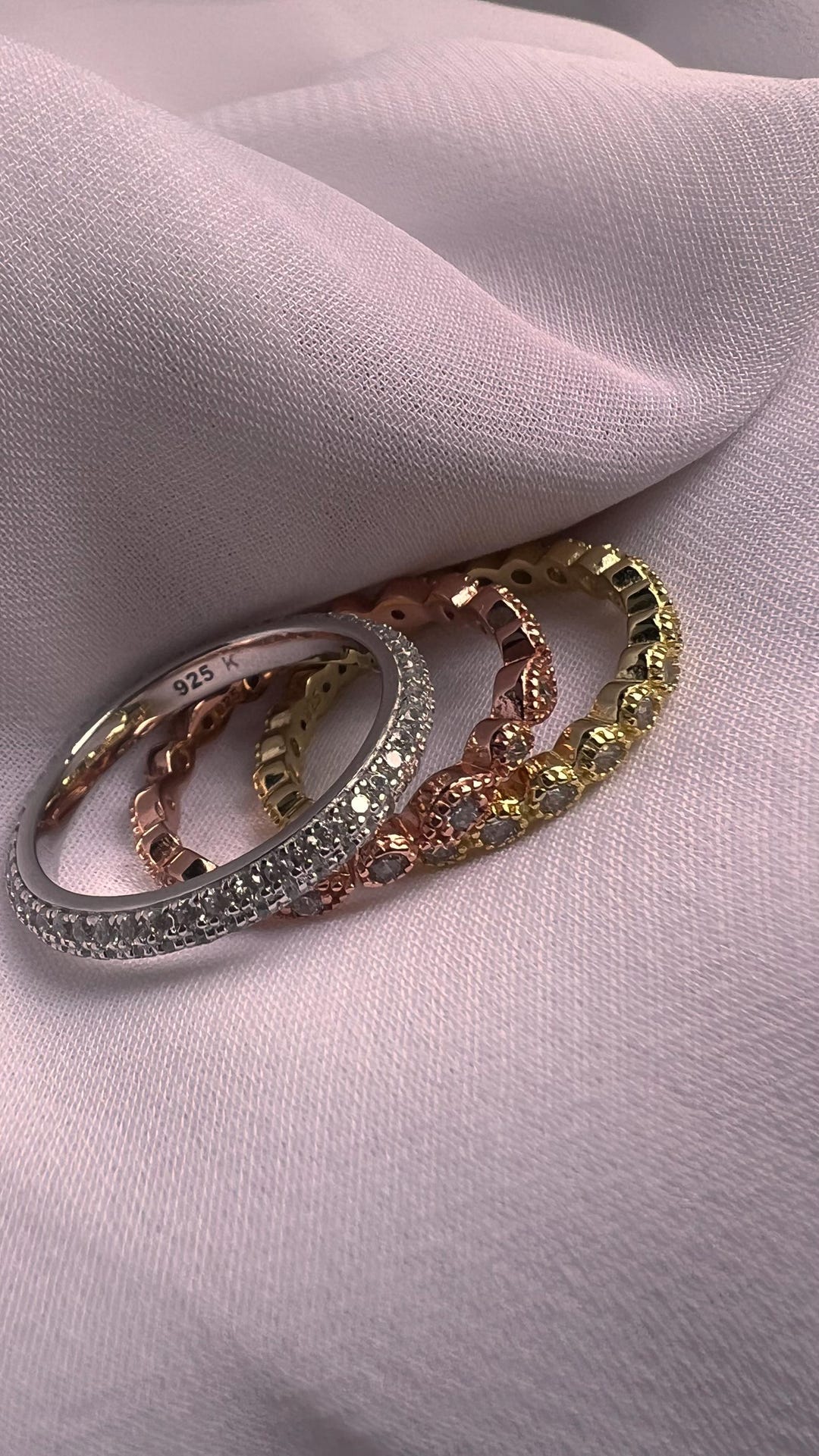 Stackable Rings, Tricolor Multiband Ring , Dainty Ring Set ,tricolor ...