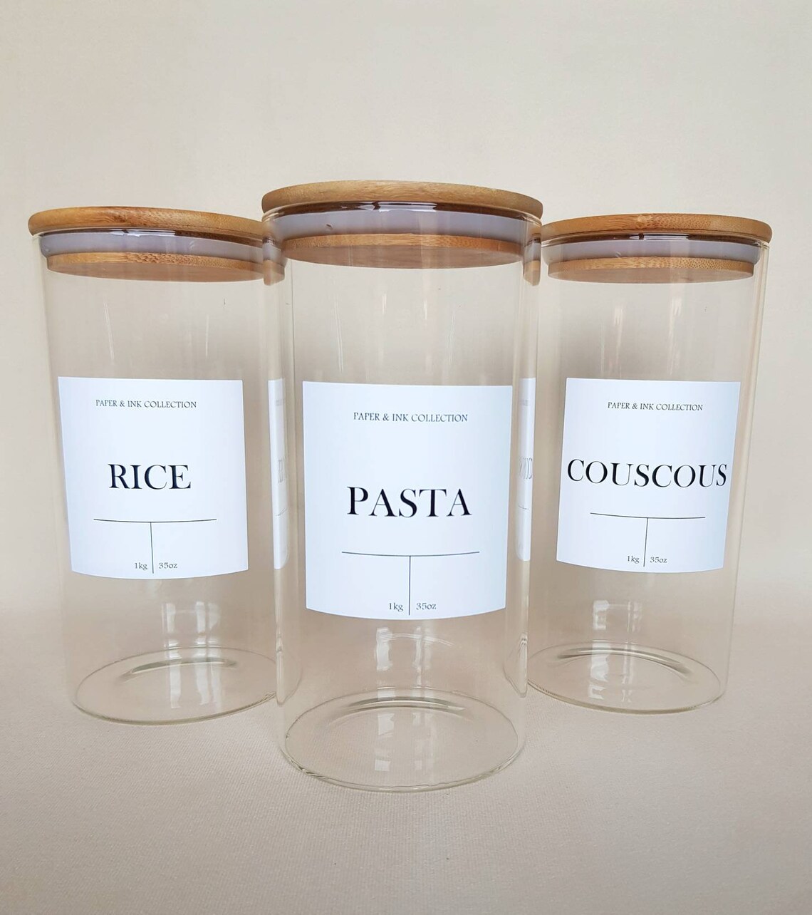 Eco Friendly Personalised Bamboo Storage Glass Jar | Waterproof Label ...