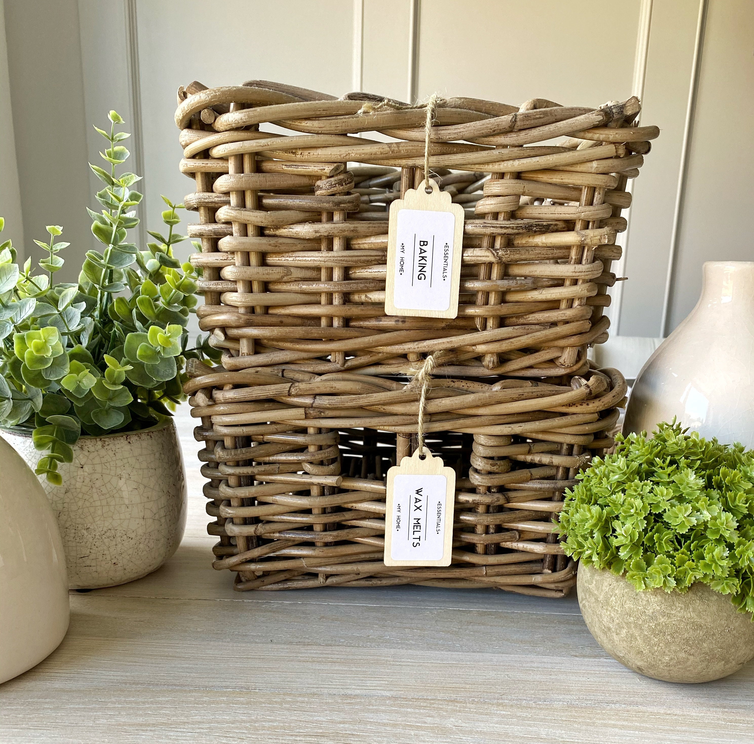 Wooden Personalised Storage Tags With Labels Modern - Etsy UK