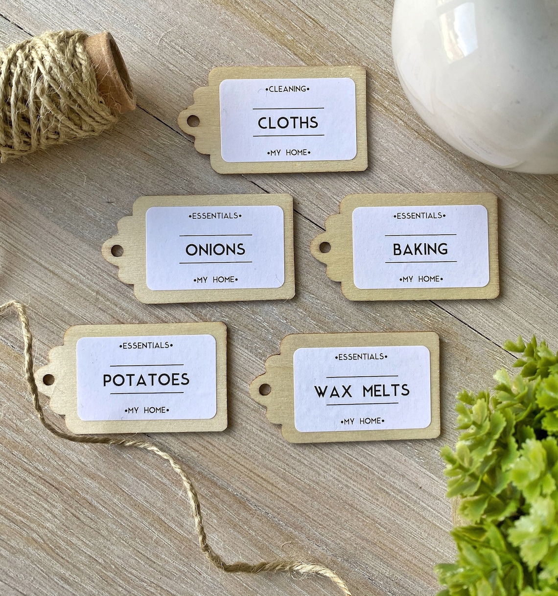 Wooden Personalised Storage Tags With Labels Modern - Etsy UK