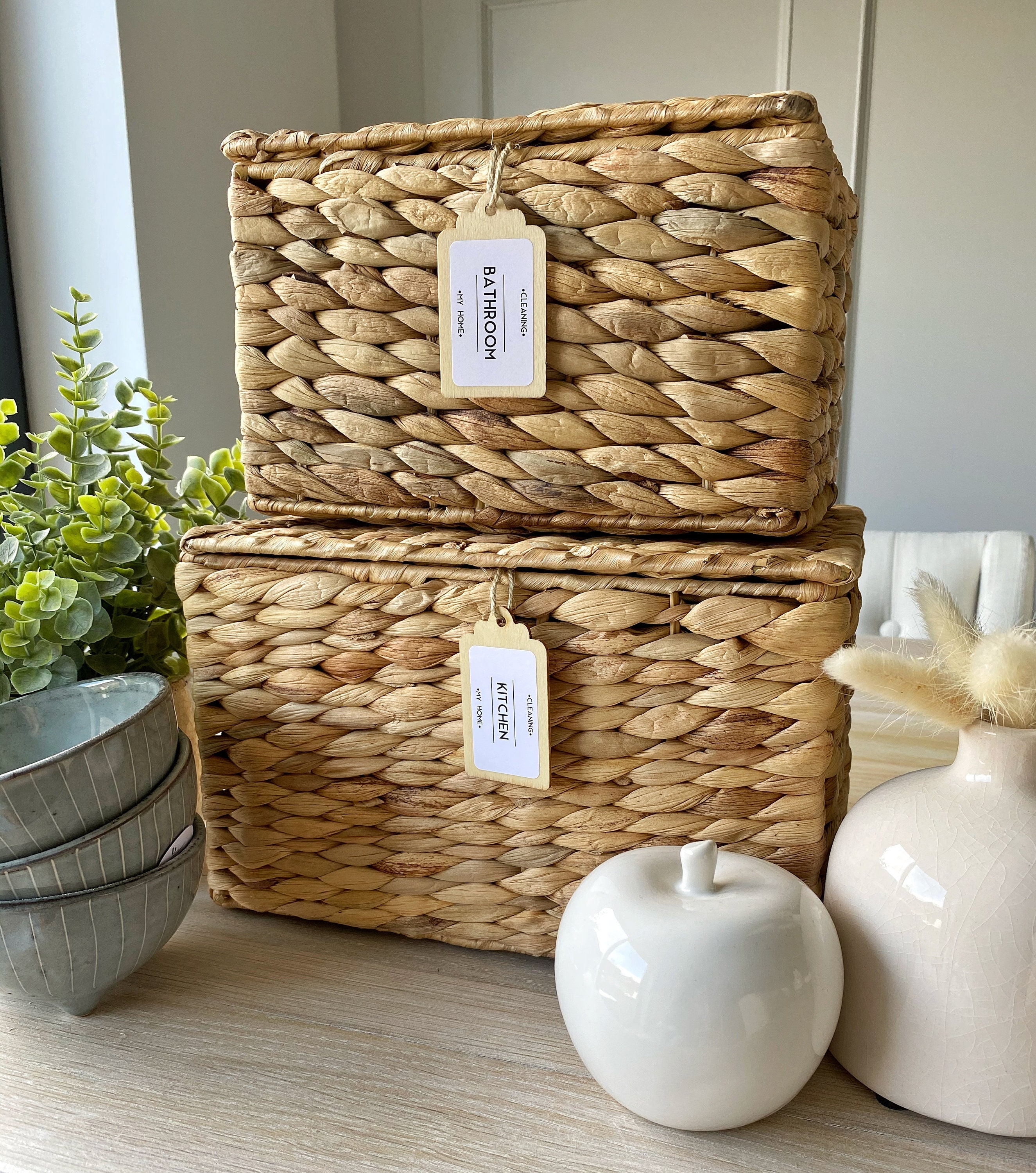 Wooden Personalised Storage Tags With Labels Modern - Etsy UK