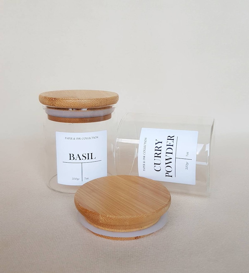 Eco Friendly Personalised Bamboo Storage Glass Jar | Waterproof Label ...