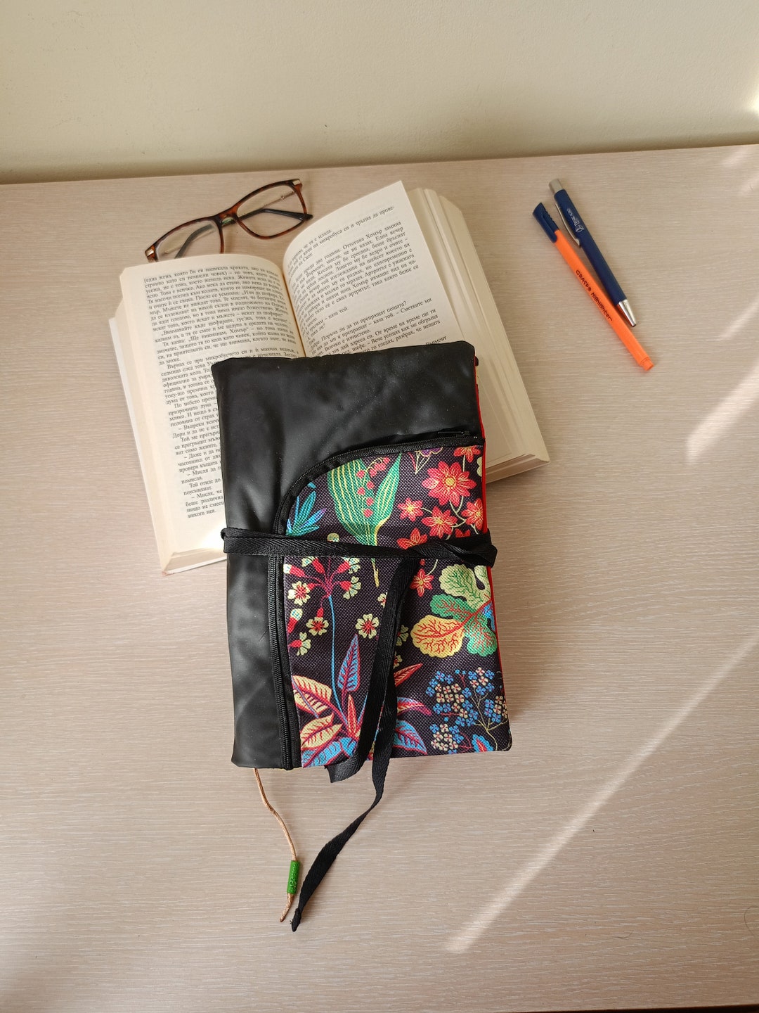 Waterproof Fabric Book Cover With Closure and Zip Pocket, Book Wallet ...