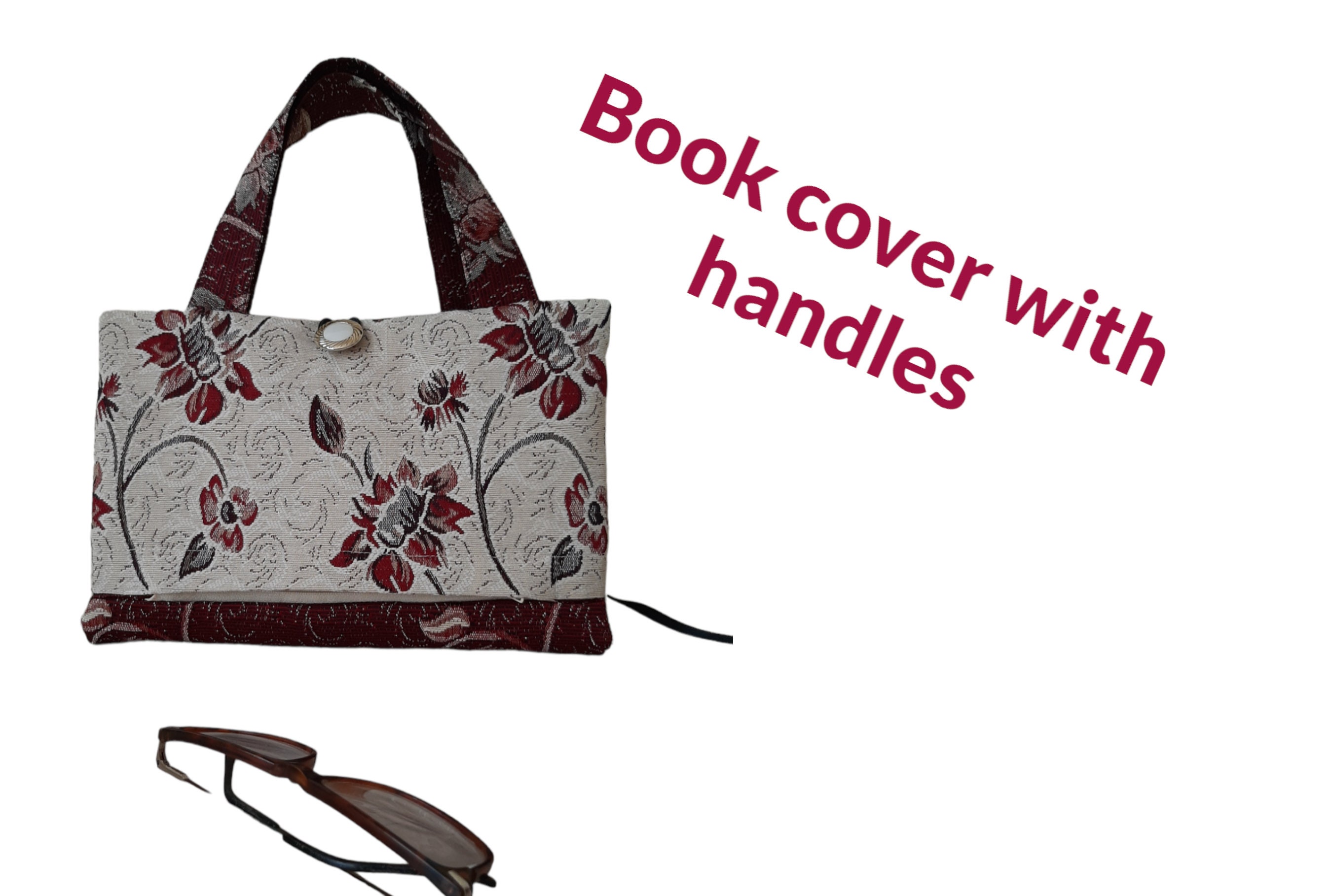 Cloth Book Cover With Handles, Notebook or Journal Cover, Fabric Bible ...