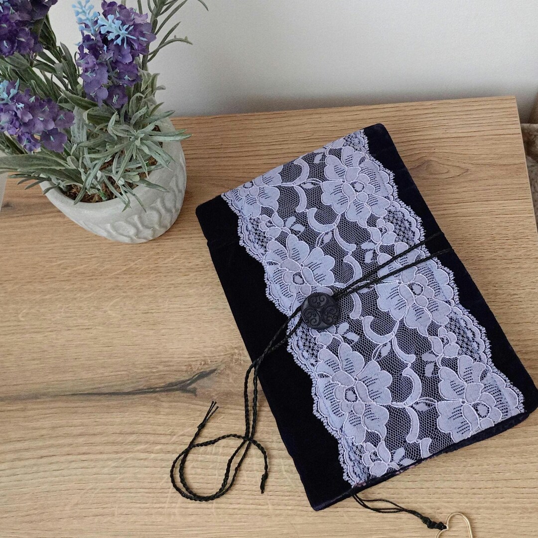Velvet Book Sleeve, Cloth Book Cover, Purple Bible Cover, Fabric ...