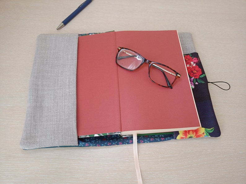 Cloth Book Cover With Zipper Pocket, Notebook or Journal Cover, Fabric ...