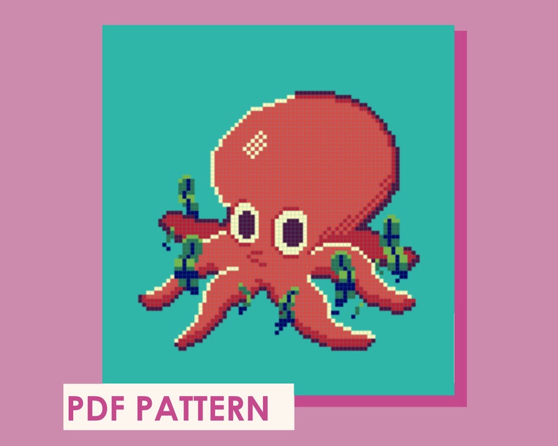 Retro Octopus Cross Stitch PDF Pattern Ocean Colourful - Etsy