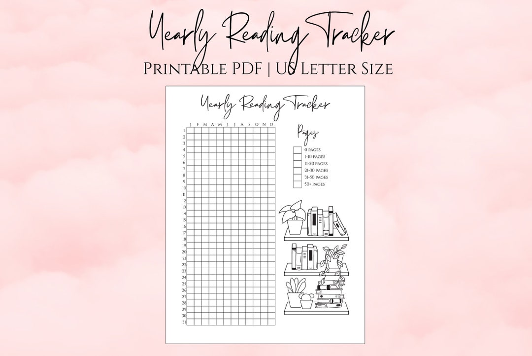 Reading Tracker, Yearly Reading Tracker, One Year on A Page, Yearly ...