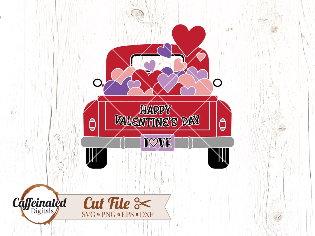 Valentines SVG, Valentine Truck Svg, Truck Heart Valentine, Vintage ...