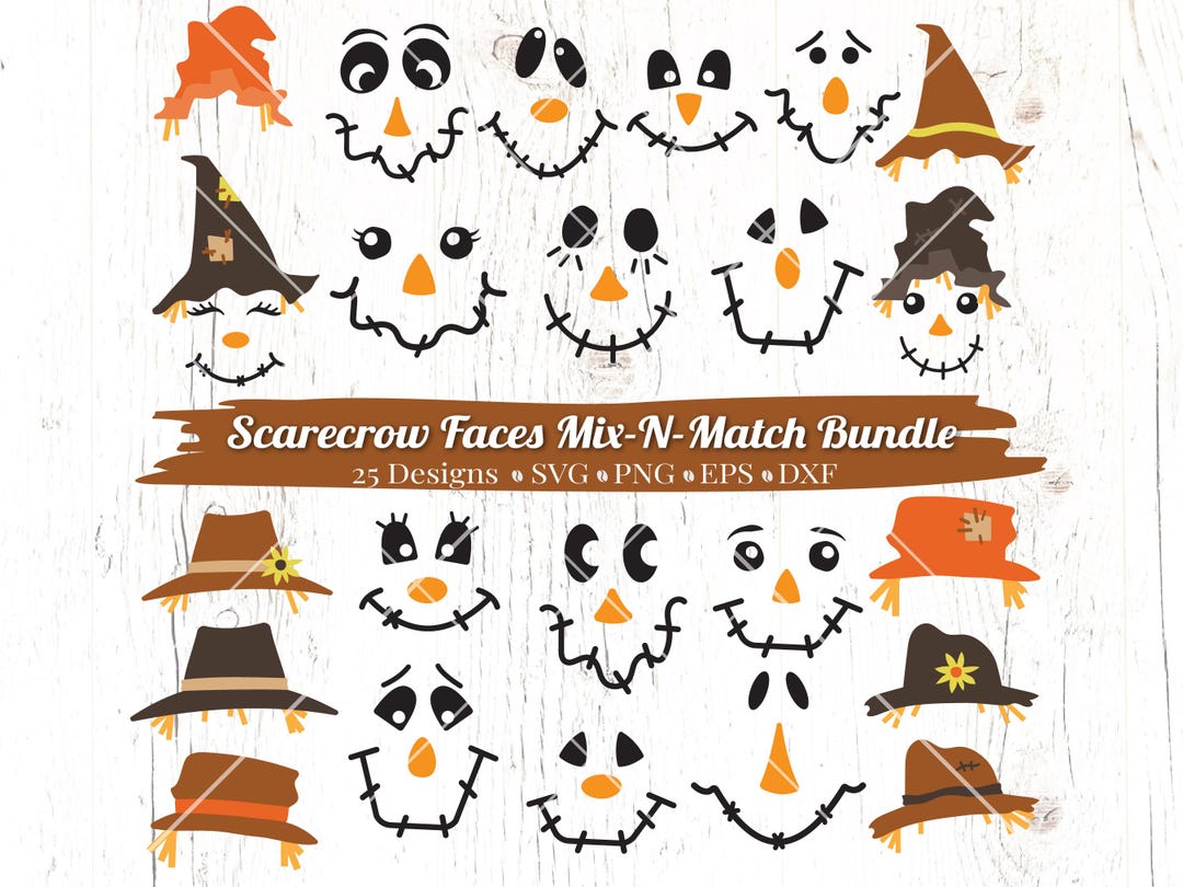 Scarecrow Faces Svg, Scarecrow Face Svg Bundle, Scarecrow Svg ...