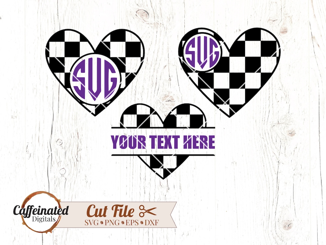 Checkered Heart SVG, Checkered Svg, Heart Monogram Svg, Heart Svg ...