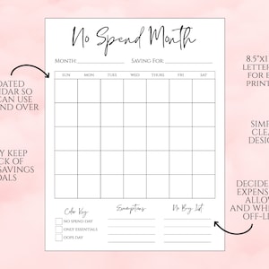 No Spend Challenge Printable Bundle, No Spend Tracker, No Spend ...