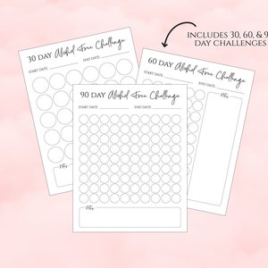 Sobriety Challenge, Alcohol Free Tracker, Sober Tracker, Printable ...