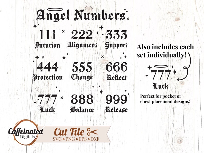 Angel Numbers SVG Angel Numbers Chart Svg Lucky Number Svg - Etsy Australia