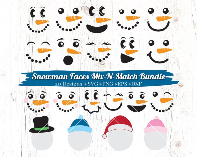 Snowman Faces SVG Bundle, Snowman Face Svg, Snowman Svg, Christmas ...