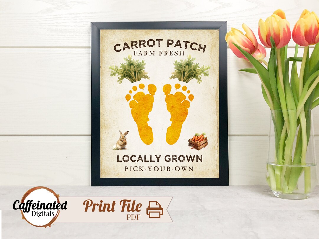 Carrot Patch Easter Sign, Farm Sign Carrot Patch Easter, Footprint Feet ...