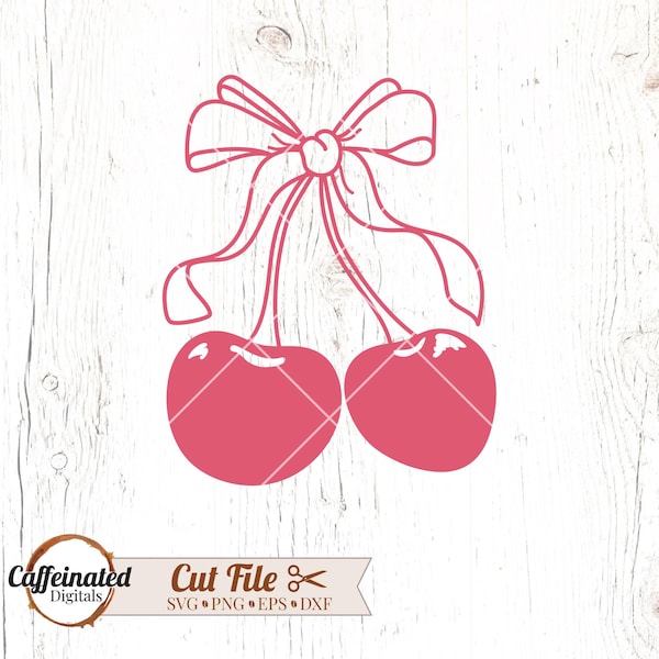 Cherry With Bow Svg - Etsy