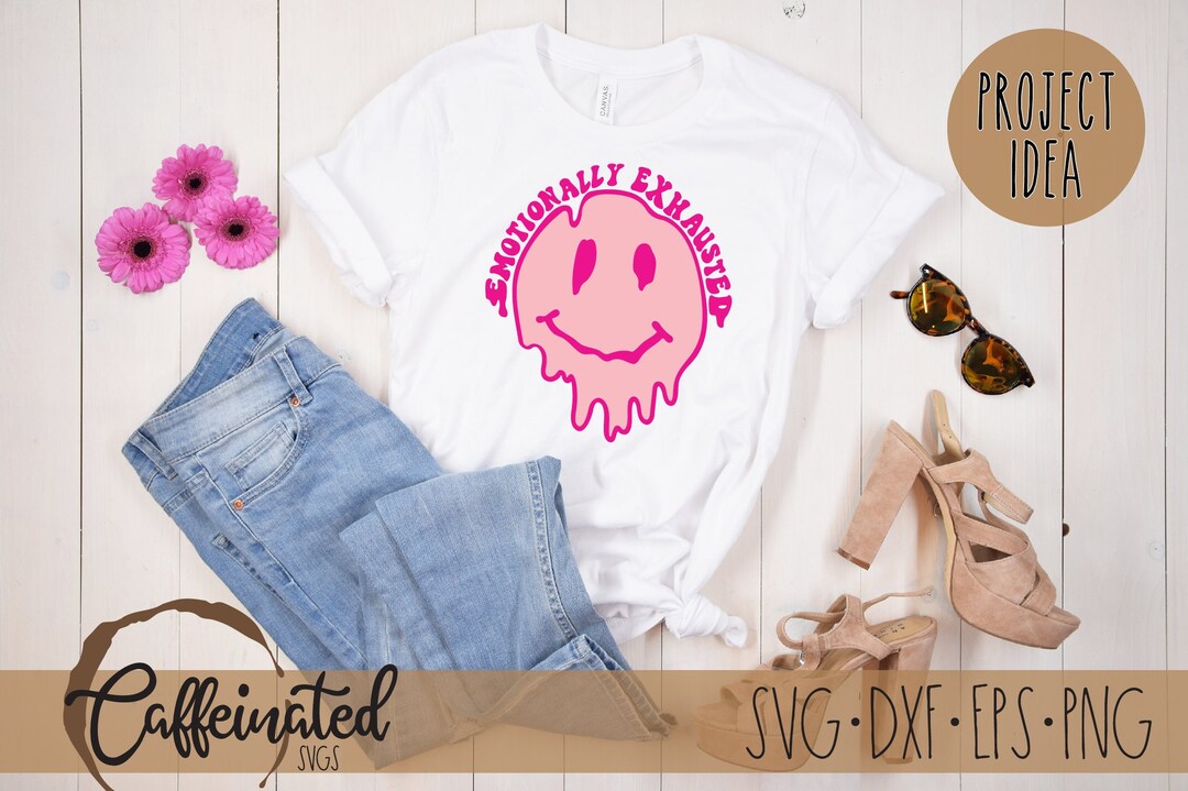 Emotionally Exhausted Svg, Melting Smiley Face SVG, Smiley Face Svg ...