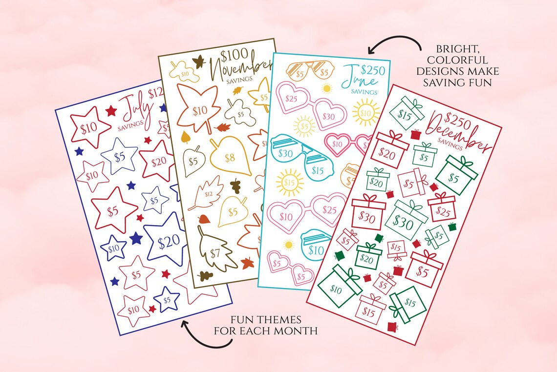 Monthly Color-by-number Savings Challenge Trackers, A6 Mini Savings ...