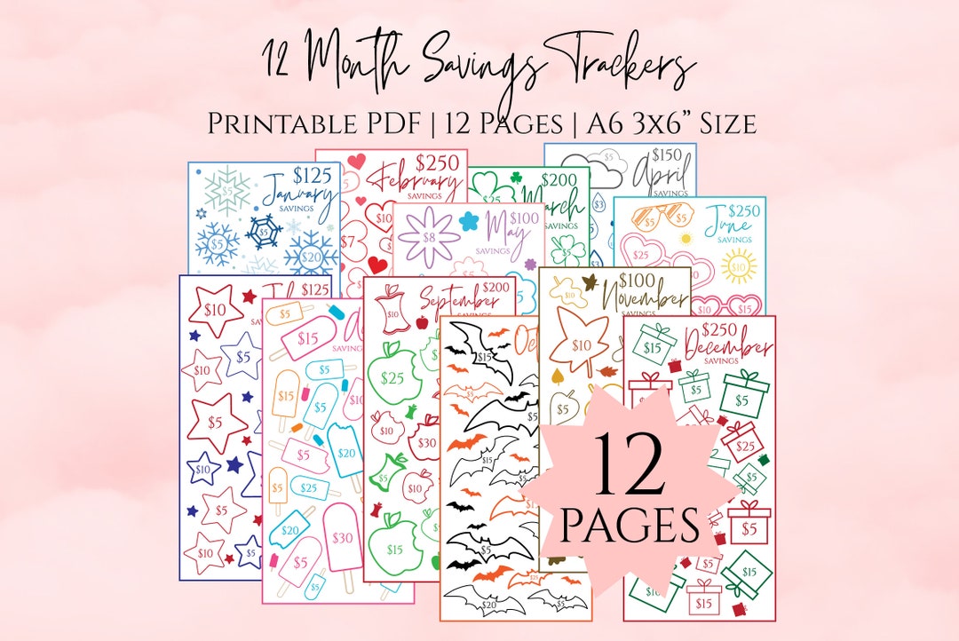 Monthly Color-by-number Savings Challenge Trackers, A6 Mini Savings ...