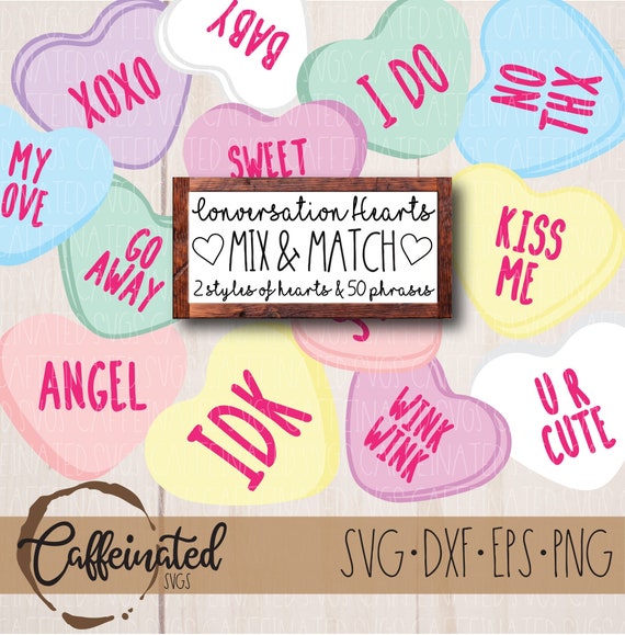 Conversation Hearts SVG Candy Hearts Svg Heart Svg | Etsy