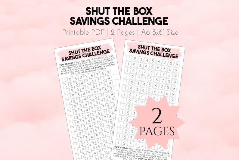 Shut the Box Savings Challenge, Savings Challenge Printable, Money ...