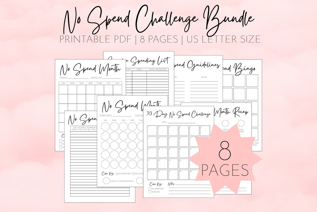 No Spend Challenge Printable Bundle, No Spend Tracker, No Spend ...