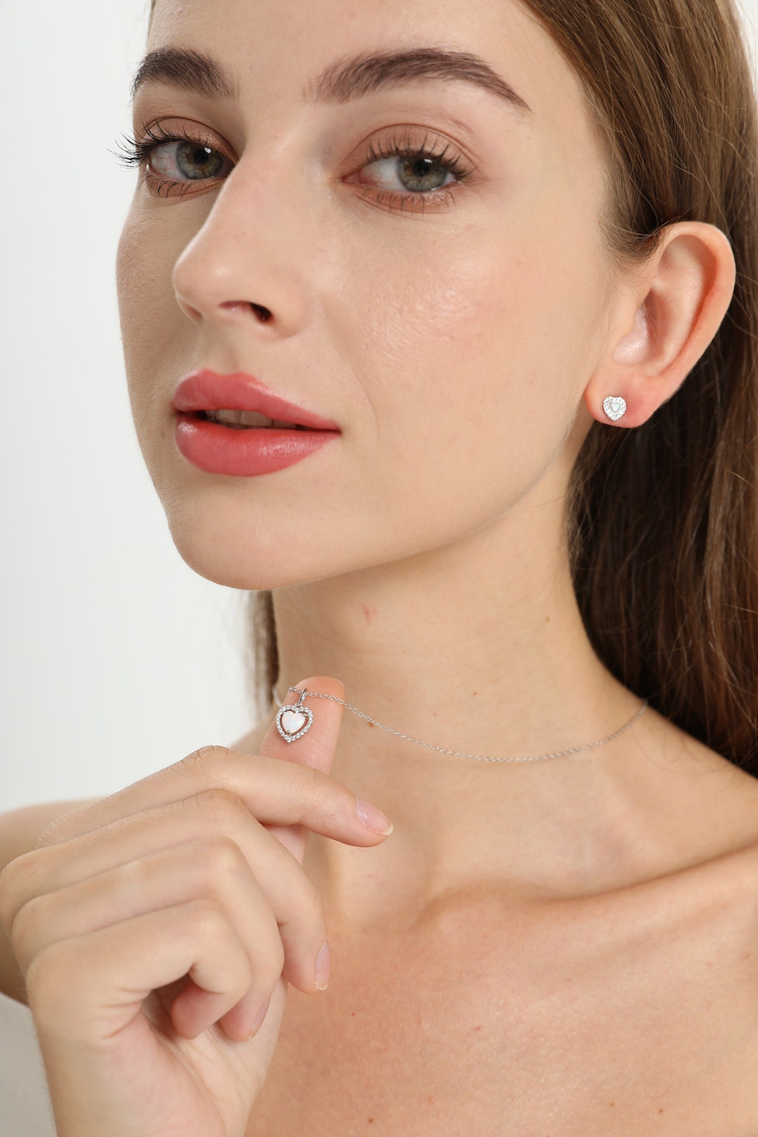 Heart Opal Necklace Opal Necklace In Sterling Silver Opal Necklace For Her Opal Necklace For