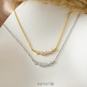 Elegant Diamond Smile Necklace for Wedding •minimalist Diamond Necklace ...