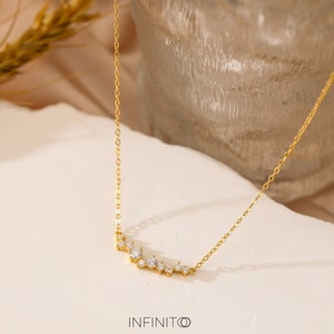 Elegant Diamond Smile Necklace for Wedding •minimalist Diamond Necklace ...